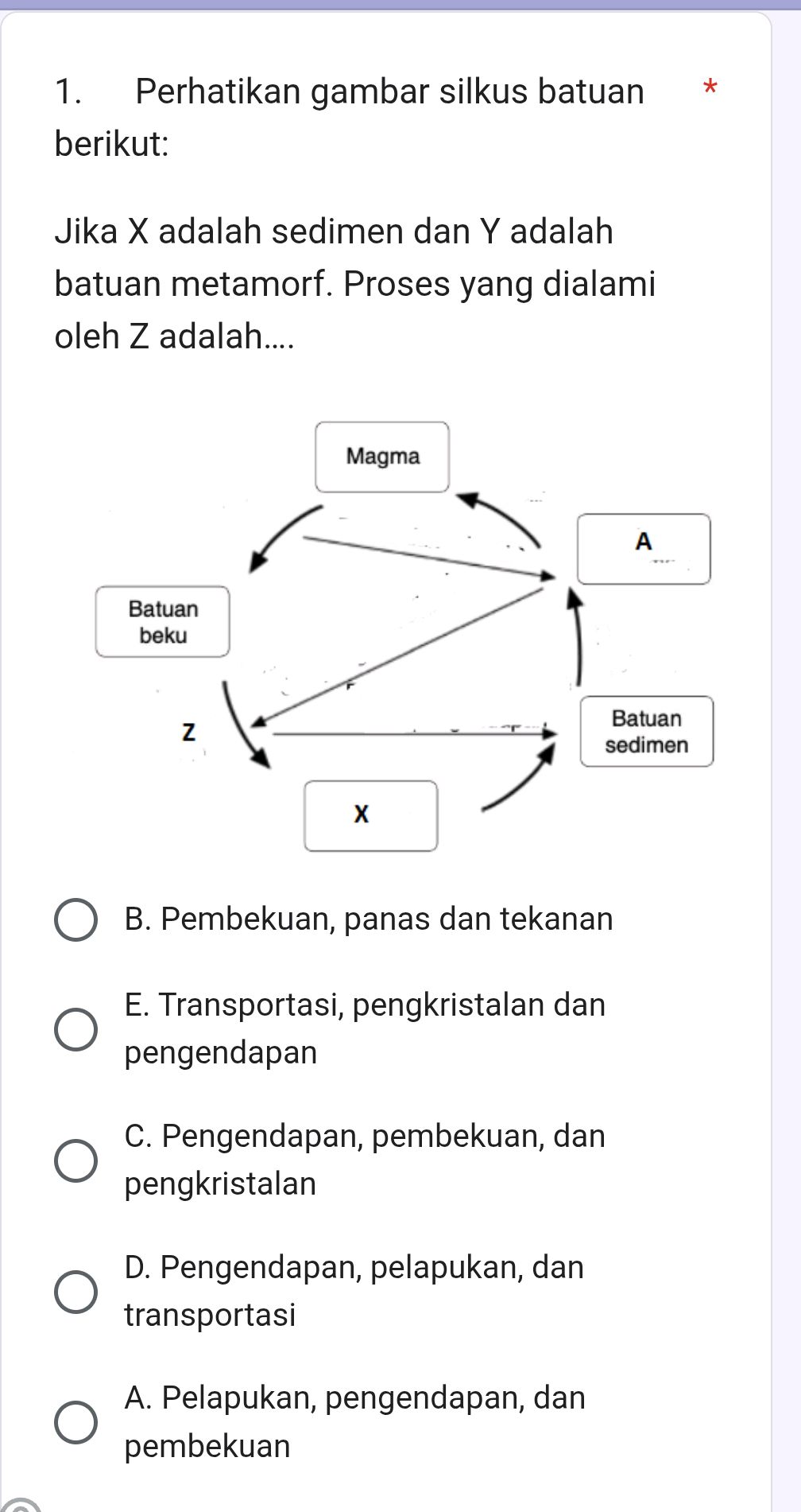 1. Perhatikan gambar silkus batuan berikut: | StudyX
