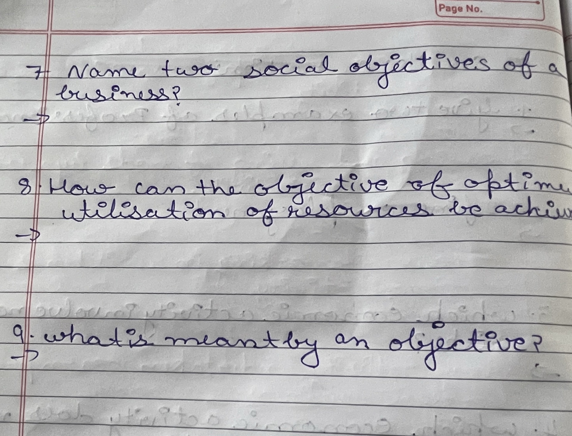 7. Name two social objectives of a business? | StudyX