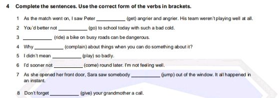 4 Complete the sentences. Use the correct | StudyX