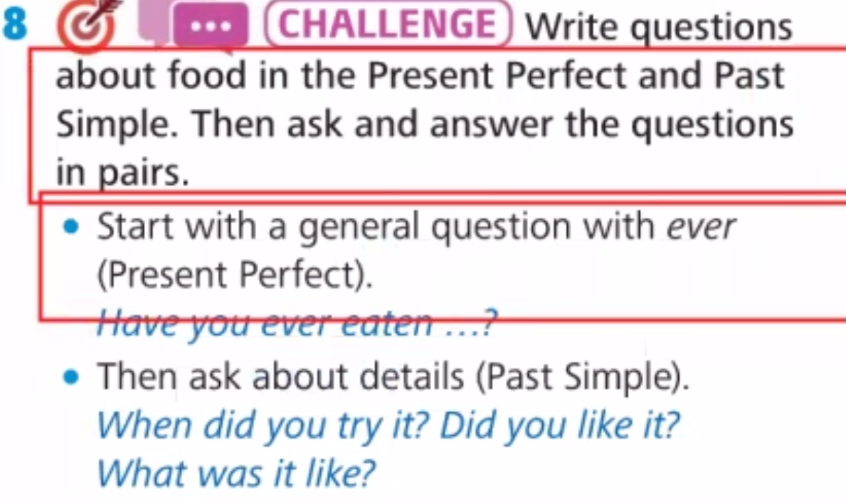 Write questions about food in the Present | StudyX