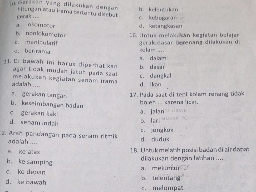 10. Gerakan yang dilakukan dengan hitungan | StudyX