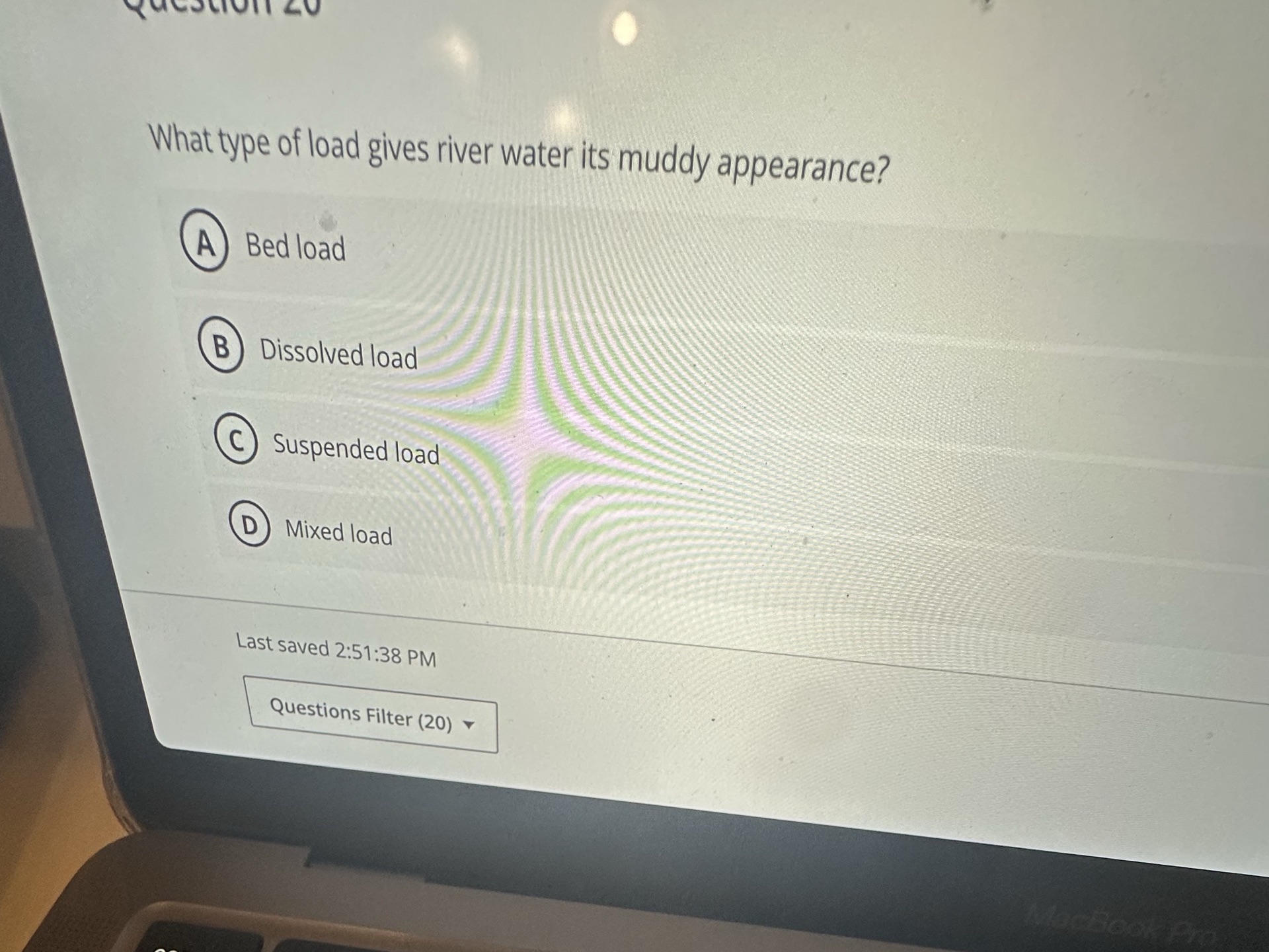 What type of load gives river water its | StudyX