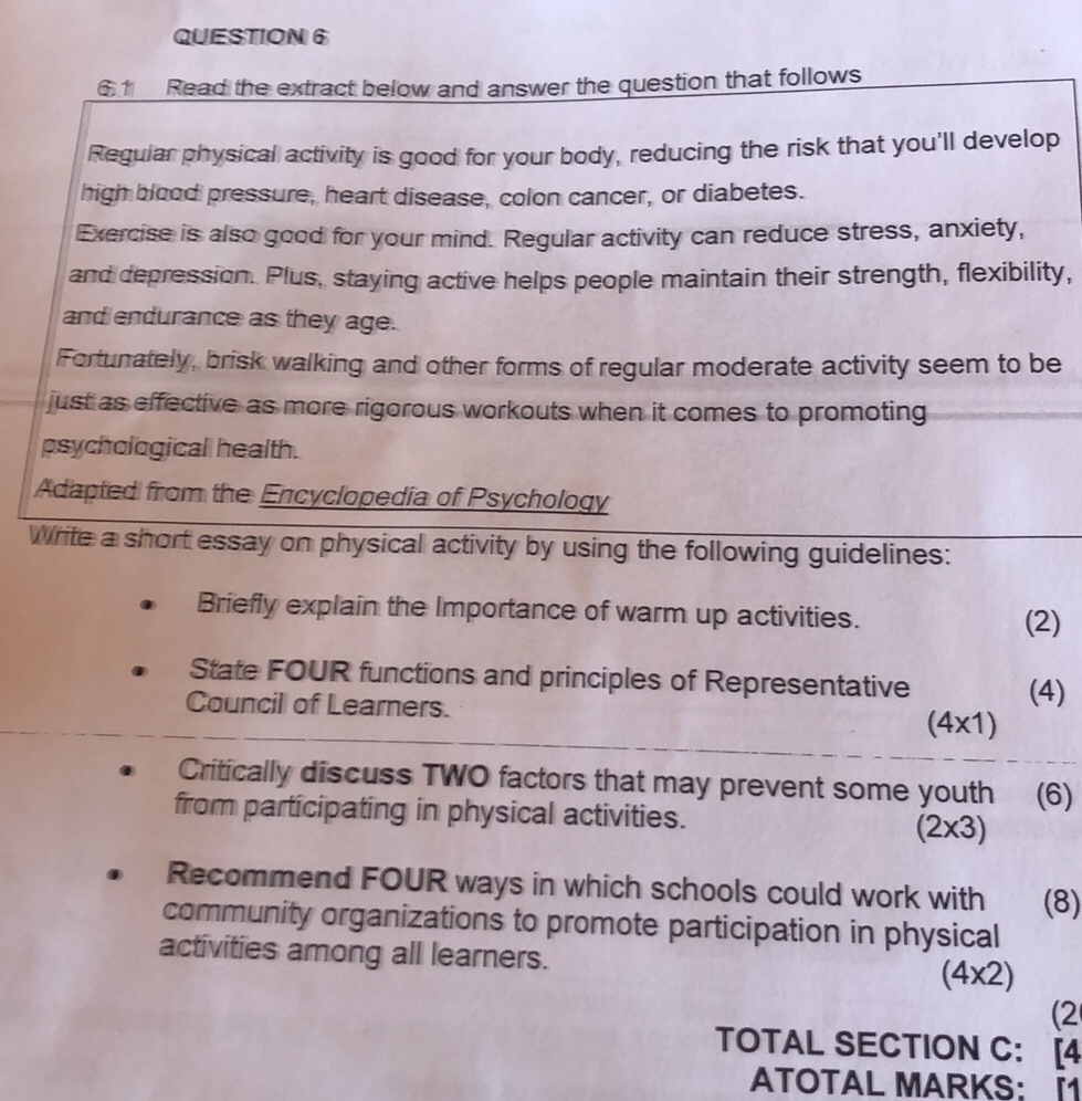 6.1 Read the extract below and answer the | StudyX