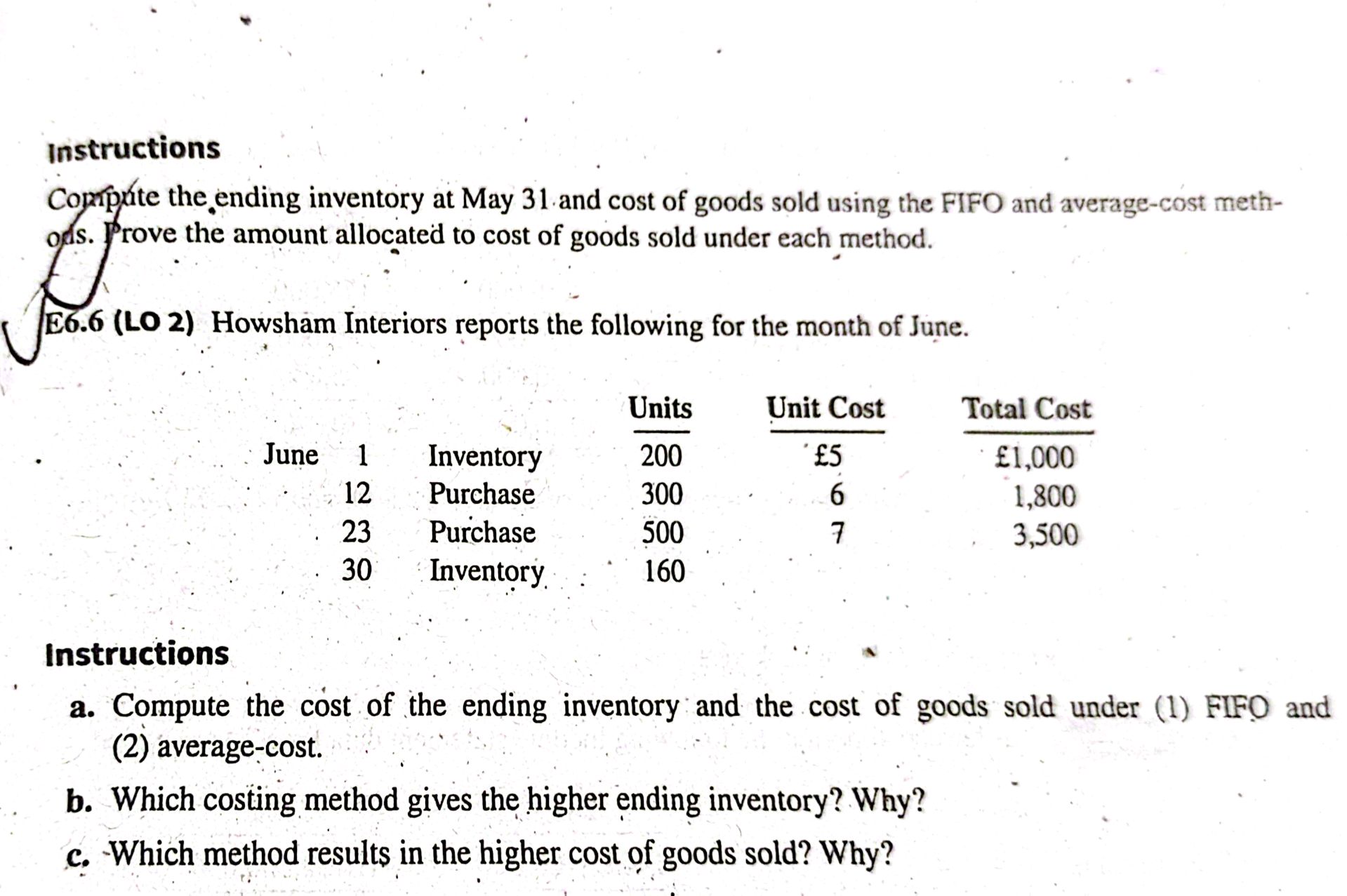Compute the ending inventory at May 31 and | StudyX