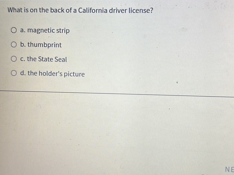 What is on the back of a California driver