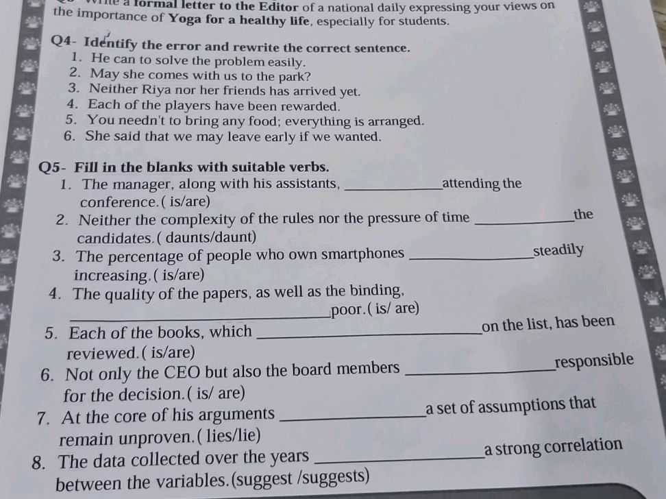 Q4- Identify the error and rewrite the | StudyX