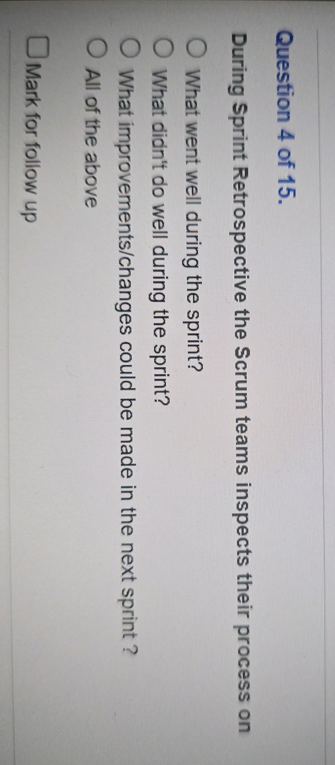 Question 4 of 15. During Sprint | StudyX