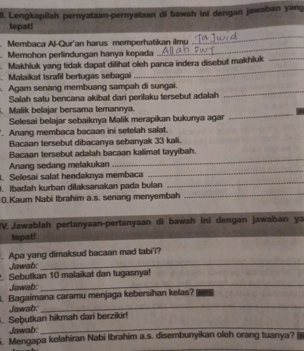 I. Lengkapilah pernyataan-pernyataan di | StudyX