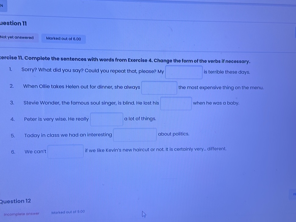 Exercise 11. Complete the sentences with | StudyX