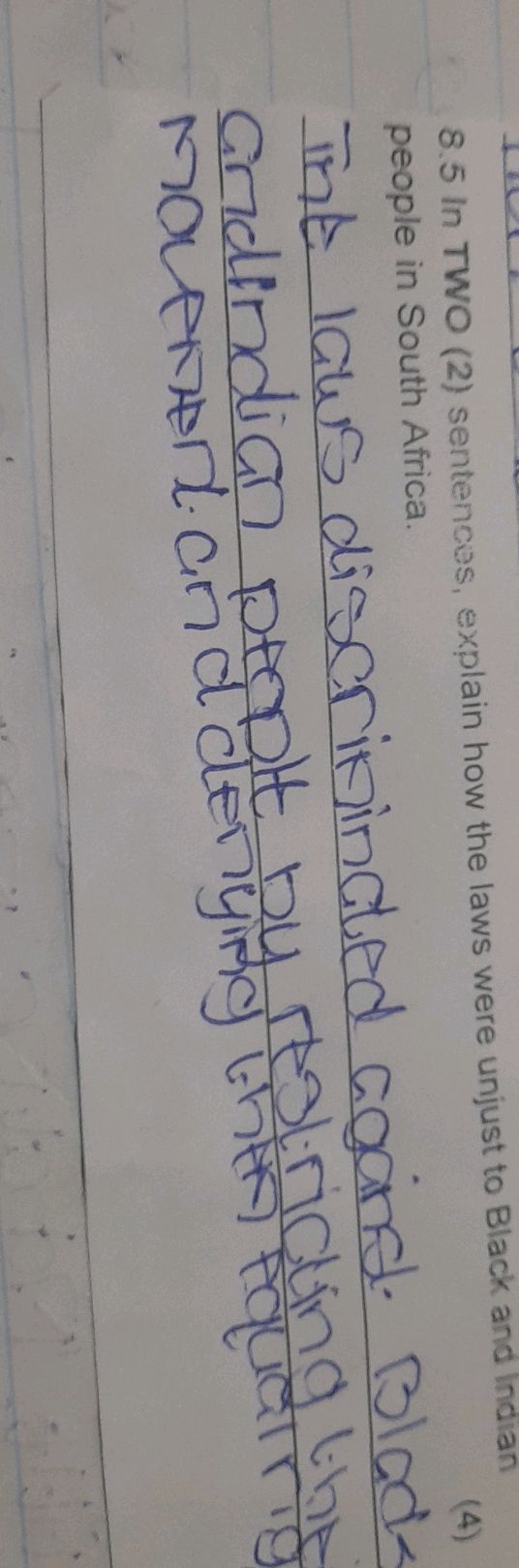 8.5 In TWO (2) sentences, explain how the | StudyX