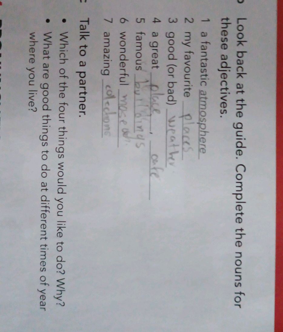 Look back at the guide. Complete the nouns | StudyX