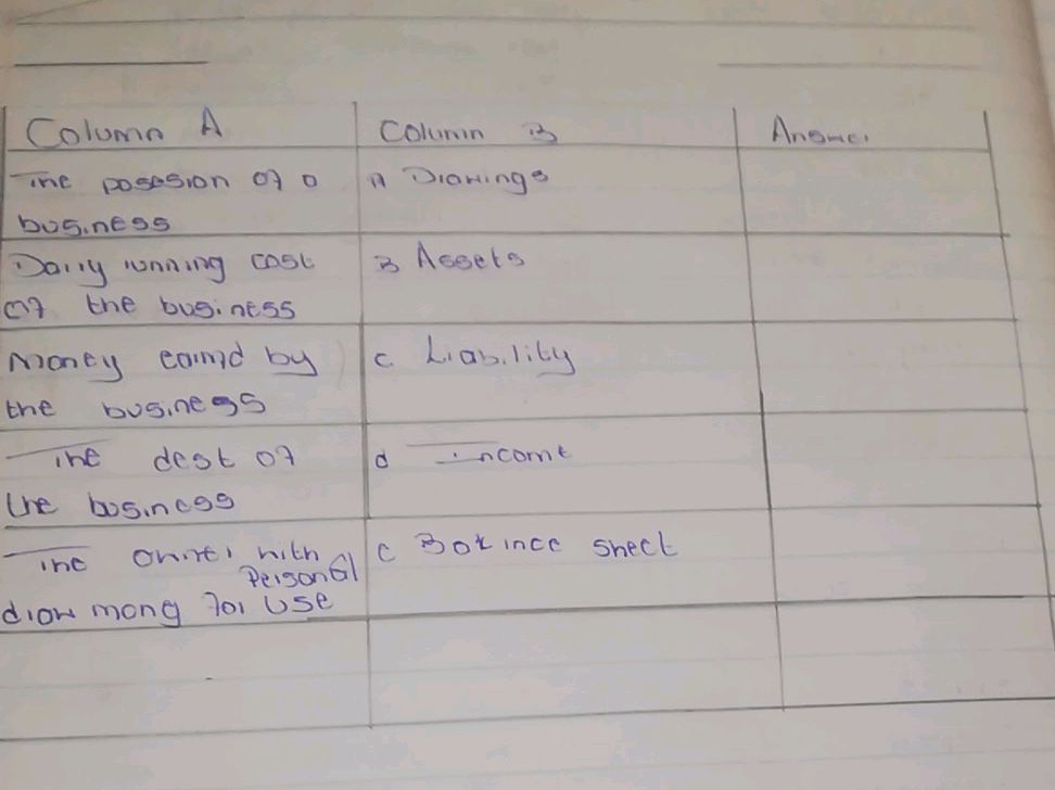 | Column A | Column B | Answer | | StudyX