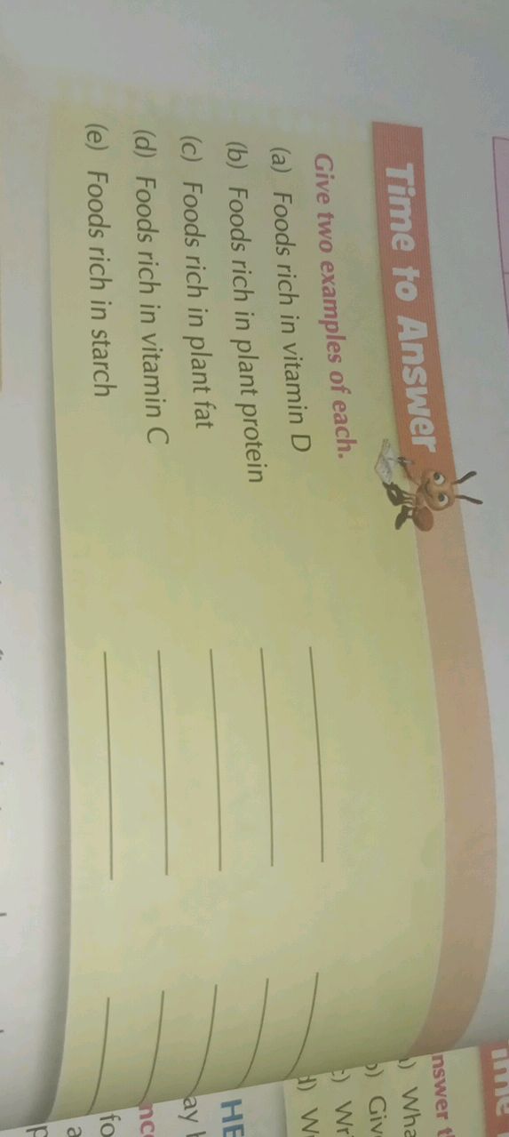 Give two examples of each. (a) Foods rich | StudyX