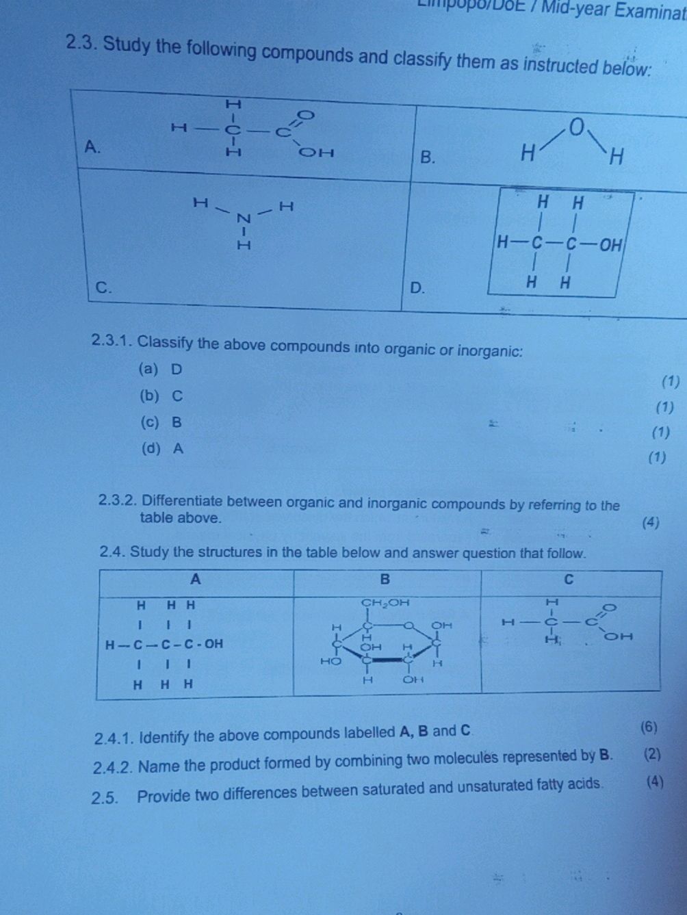 2.3. Study the following compounds and | StudyX
