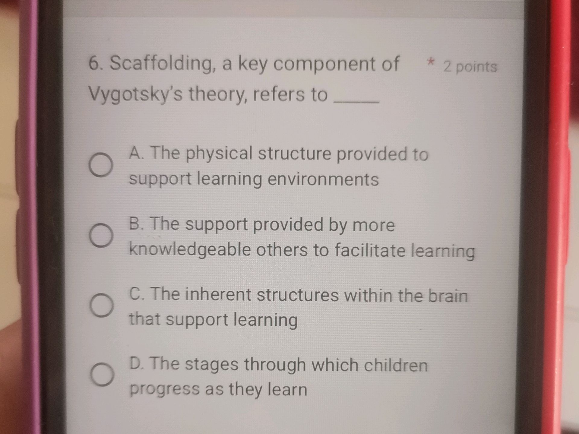 Scaffolding, a key component of Vygotsky's