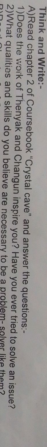 Think and Write:- A) Read chapter 2 of | StudyX
