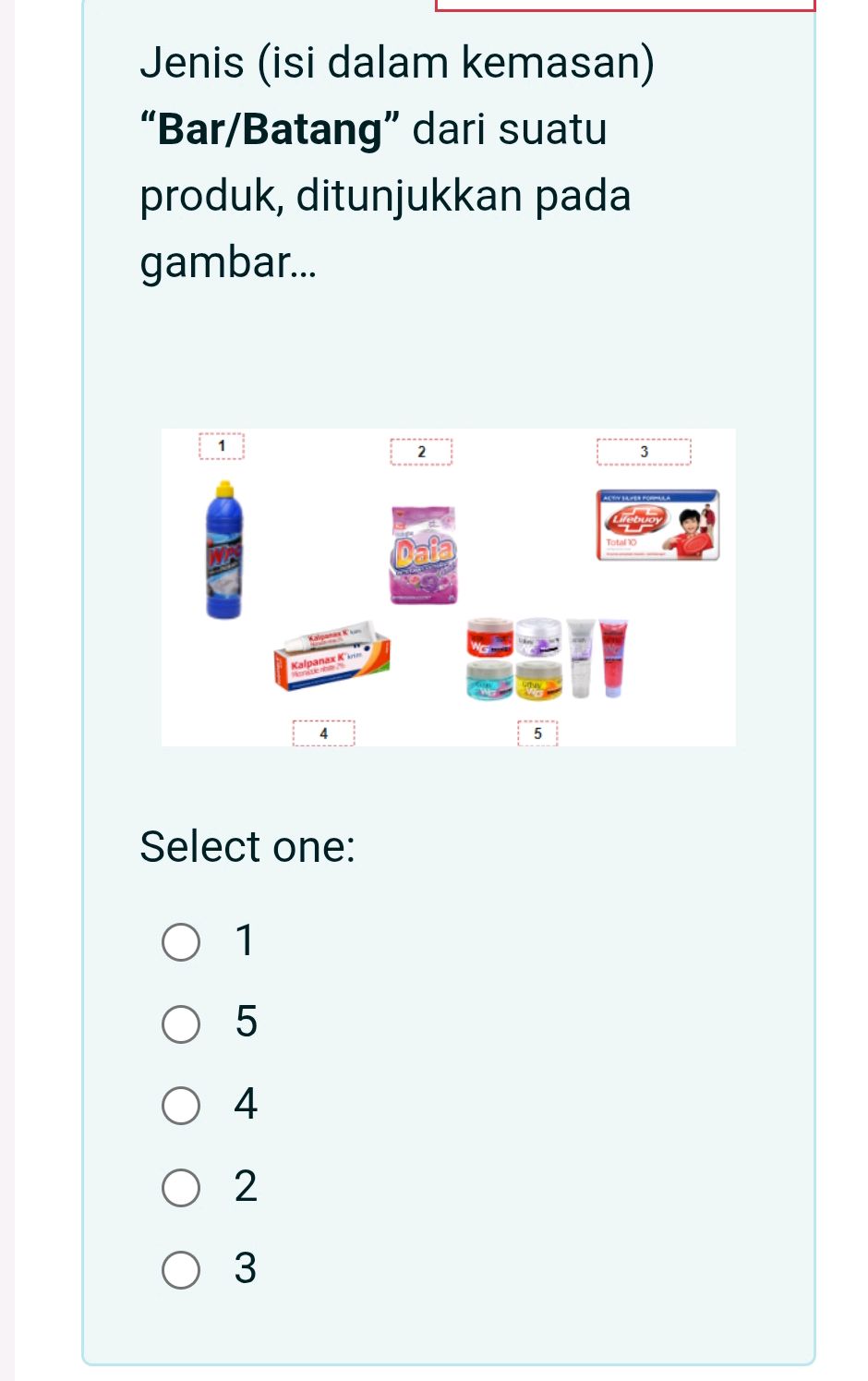 Jenis (isi dalam kemasan) "Bar/Batang" dari | StudyX