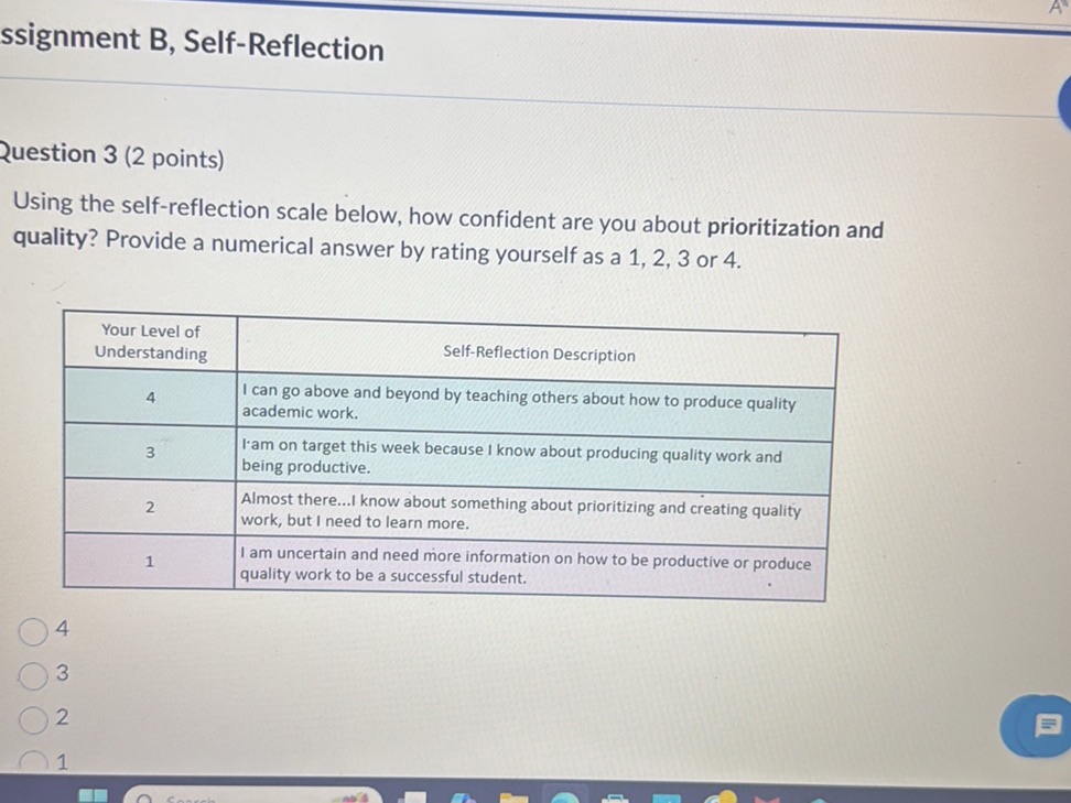 Using the self-reflection scale below, how | StudyX