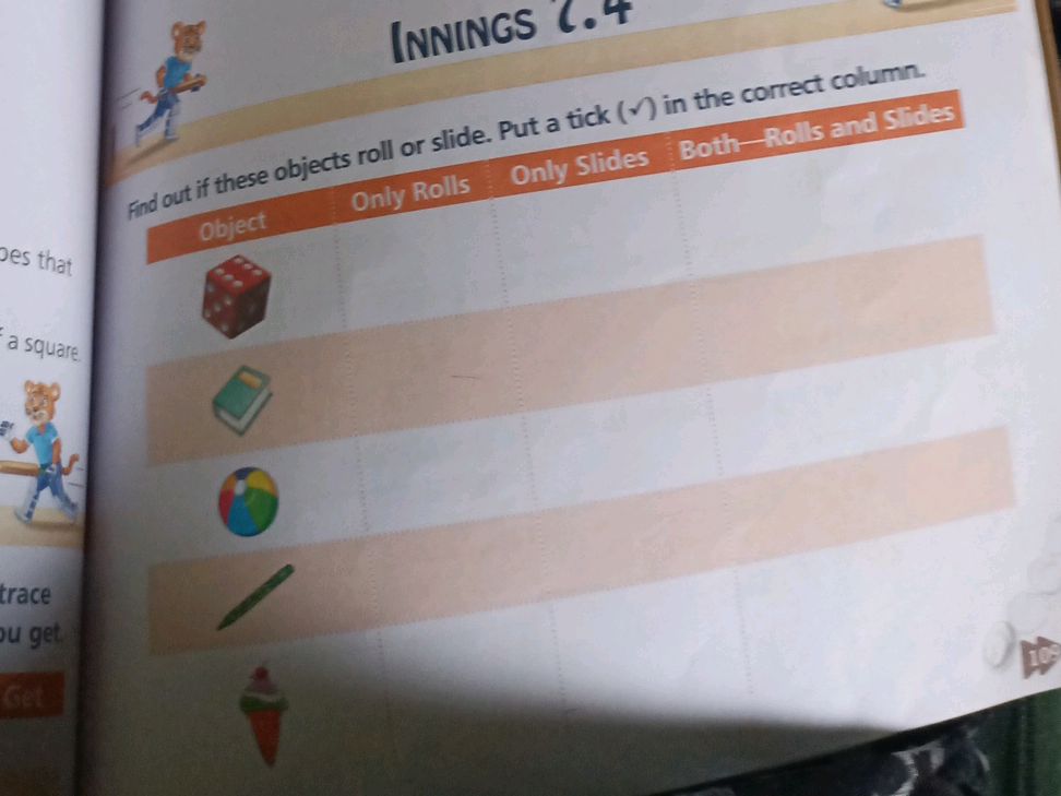 Find out if these objects roll or slide. Put | StudyX