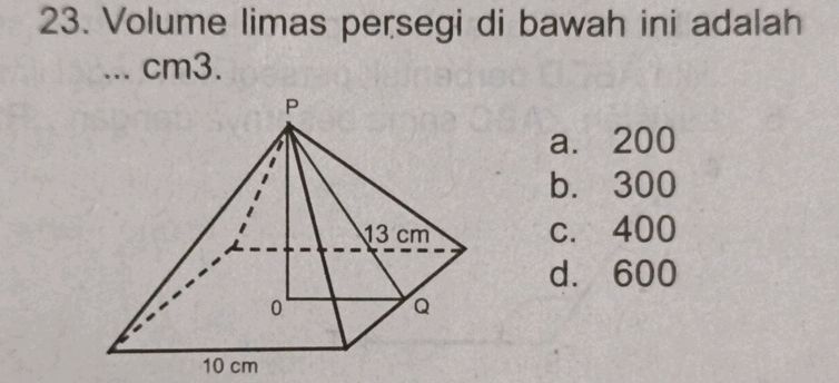 23. Volume limas persegi di bawah ini adalah | StudyX