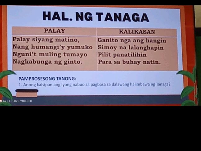 HAL. NG TANAGA | PALAY | KALIKASAN