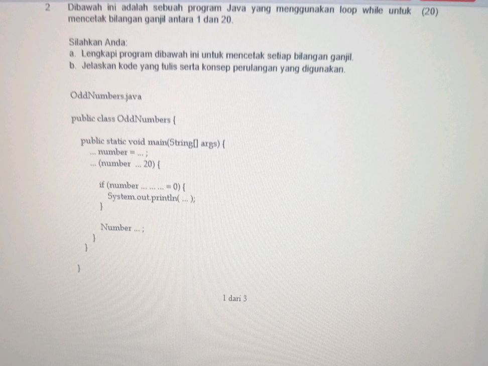 Dibawah ini adalah sebuah program Java yang | StudyX