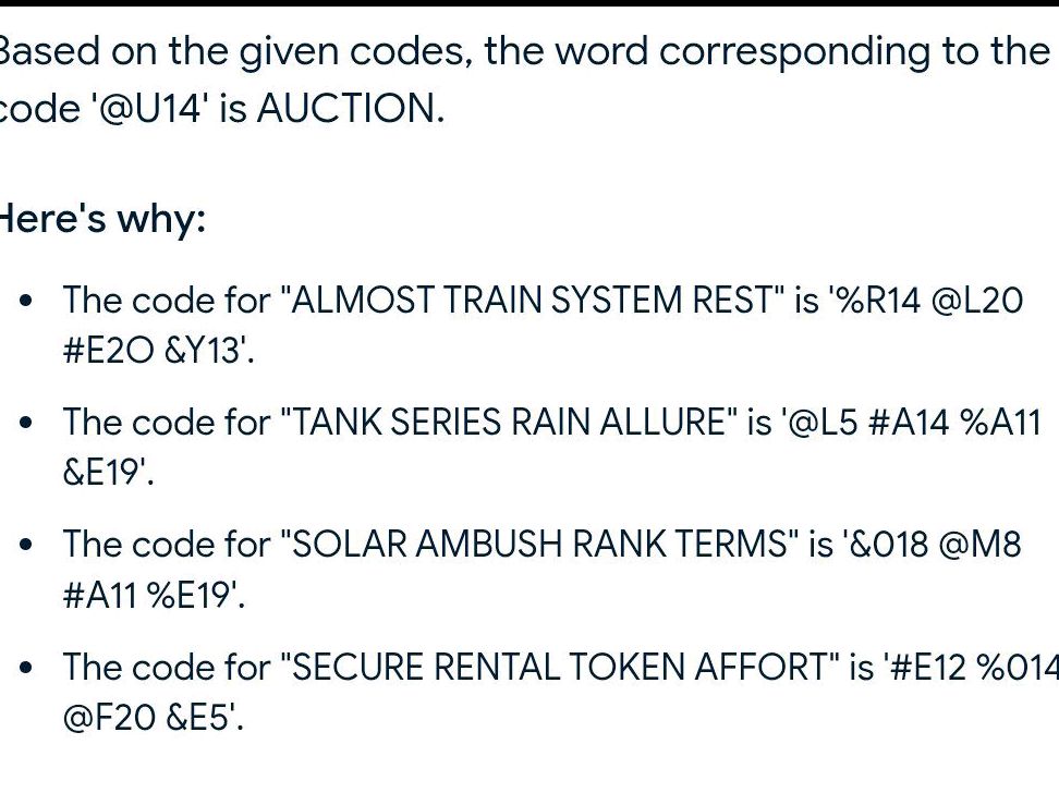 Based on the given codes, the word | StudyX