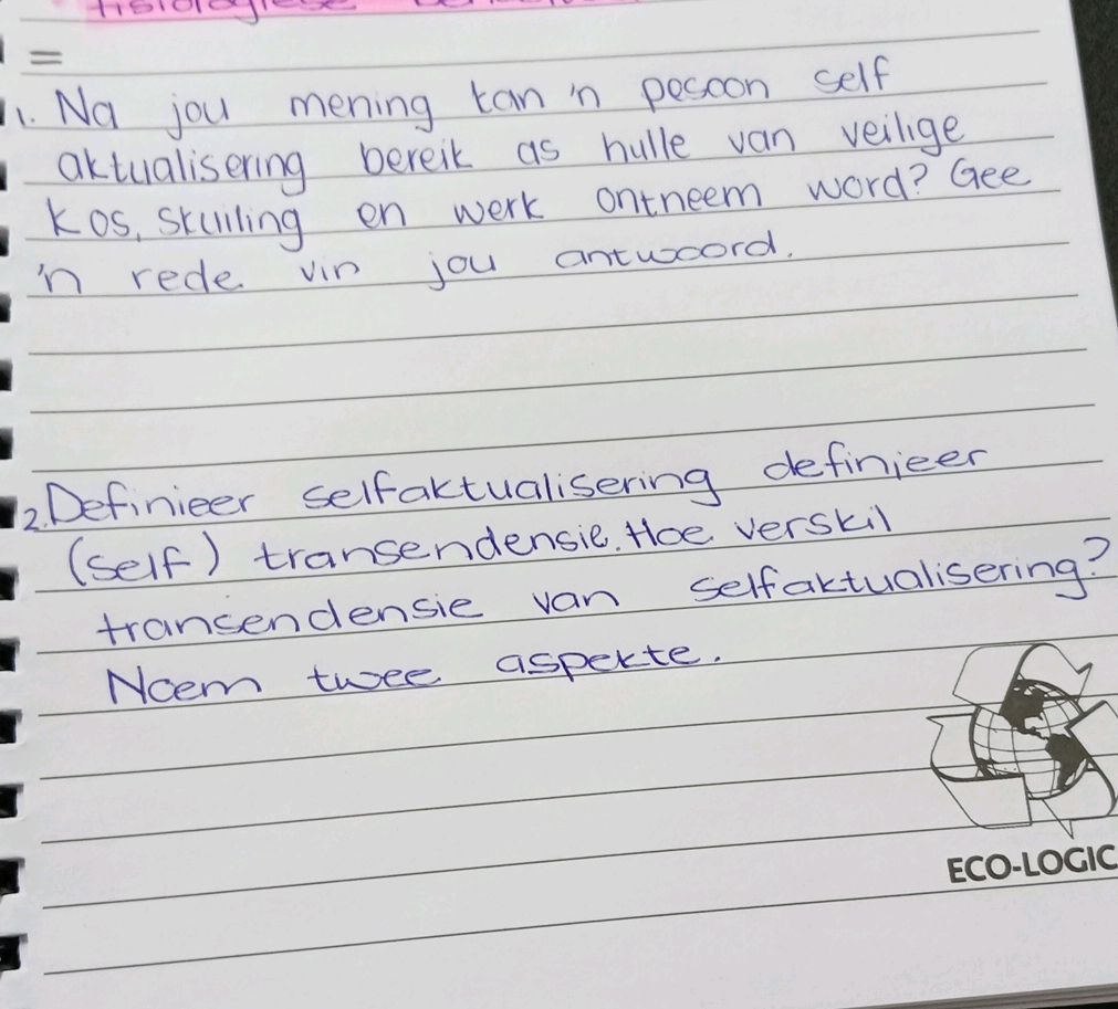 1. Na jou mening kan 'n persoon self | StudyX