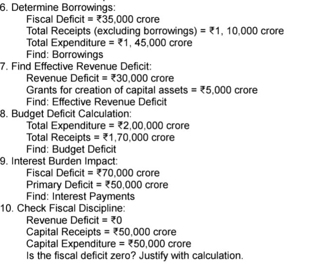 6. Determine Borrowings: Fiscal Deficit = | StudyX