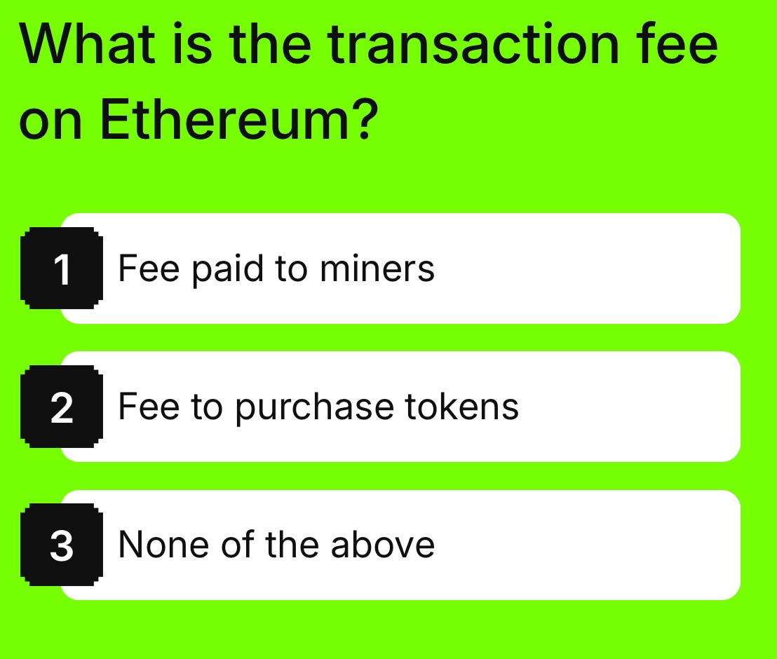 What is the transaction fee on Ethereum? 1 | StudyX