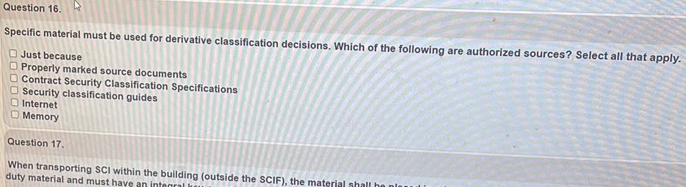 Question 16. Specific material must be used | StudyX