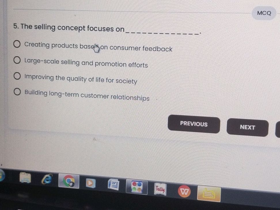 5. The selling concept focuses on Creating | StudyX