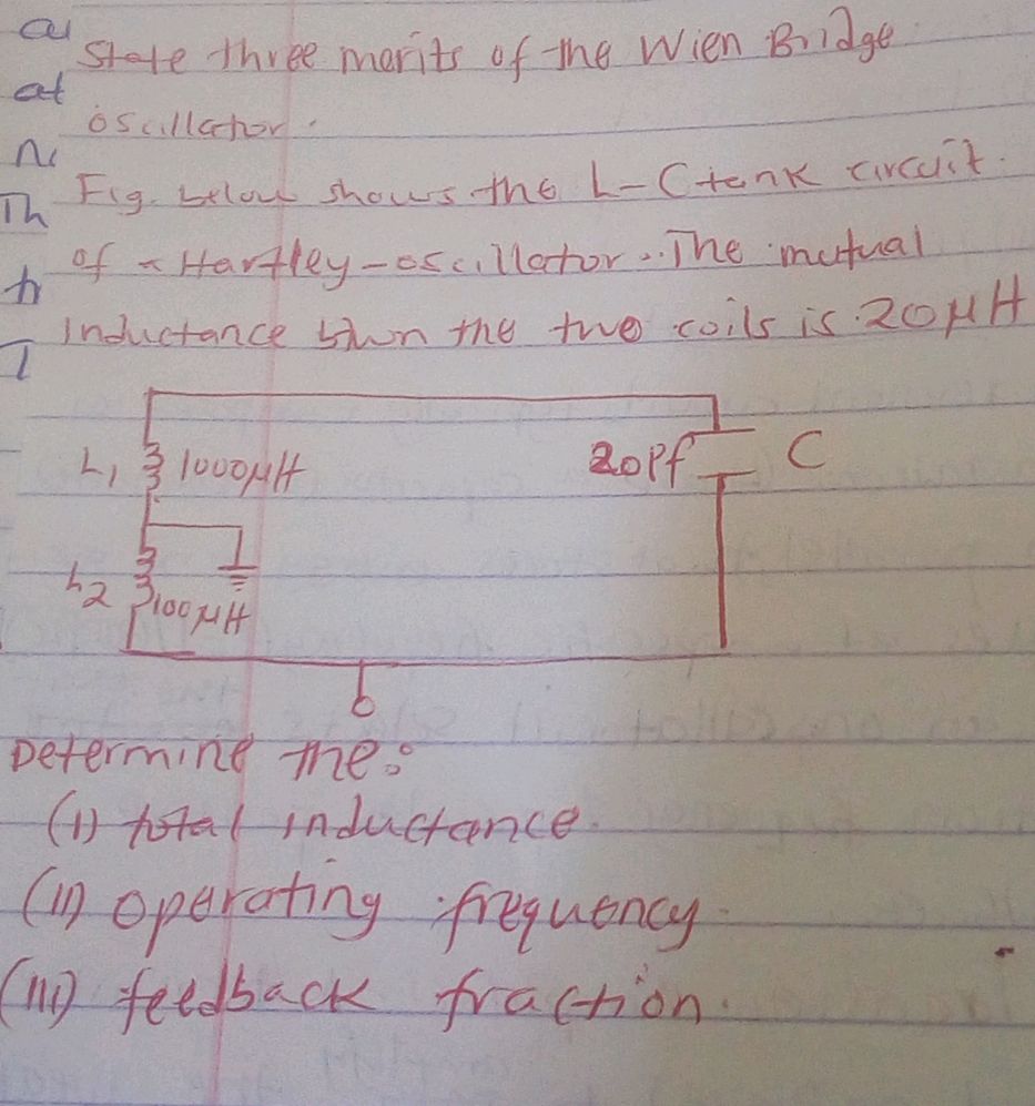 State three merits of the Wien Bridge | StudyX