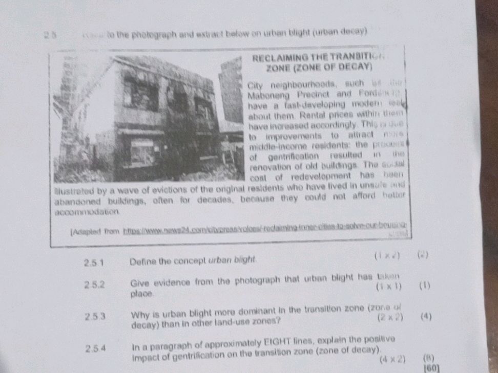 2.5.1 Define the concept urban blight. | StudyX