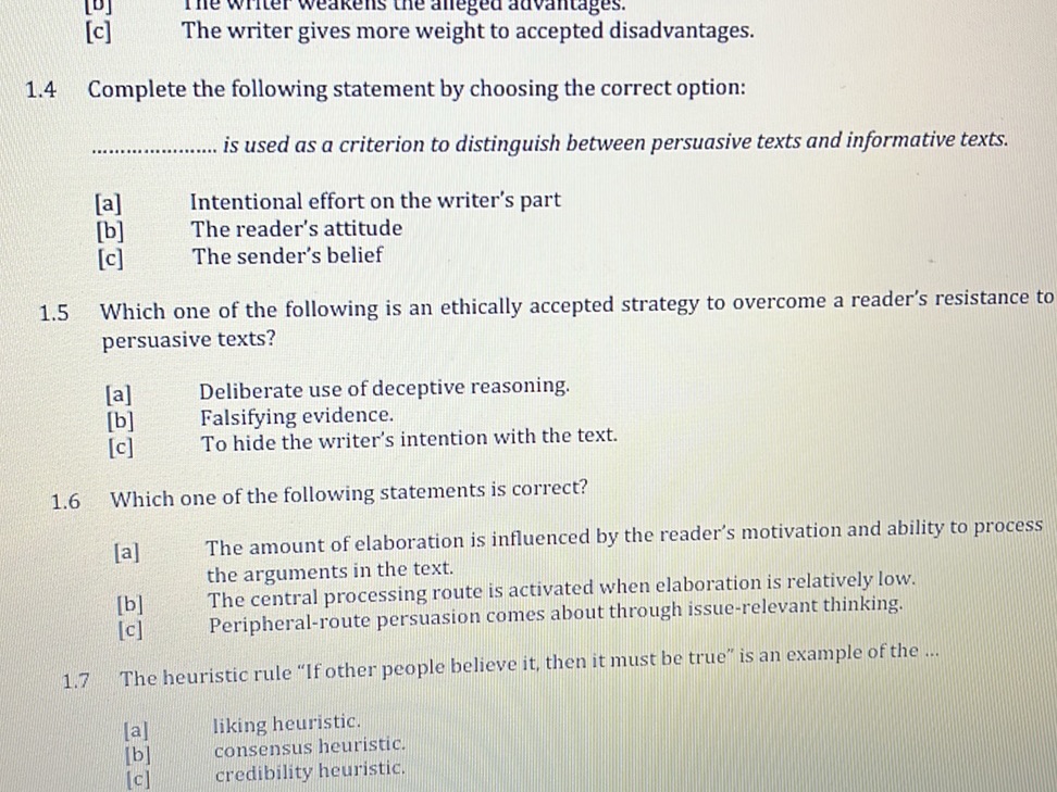 1.4 Complete the following statement by | StudyX