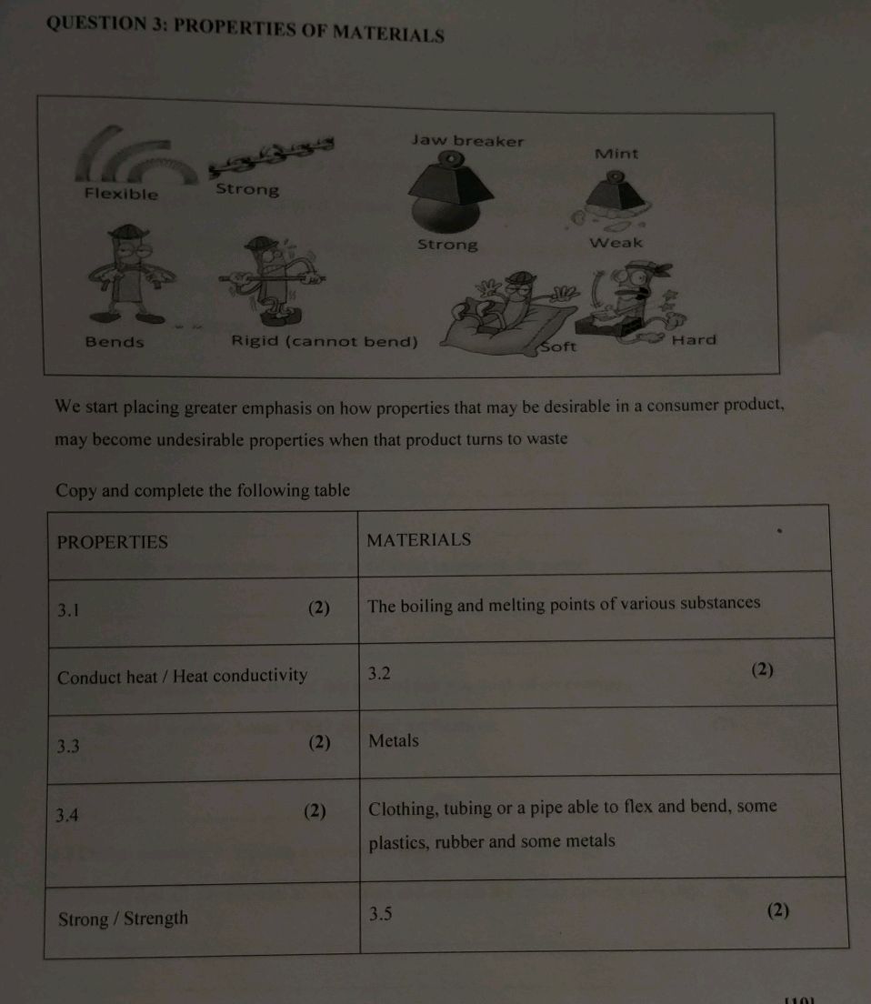 QUESTION 3: PROPERTIES OF MATERIALS | | StudyX