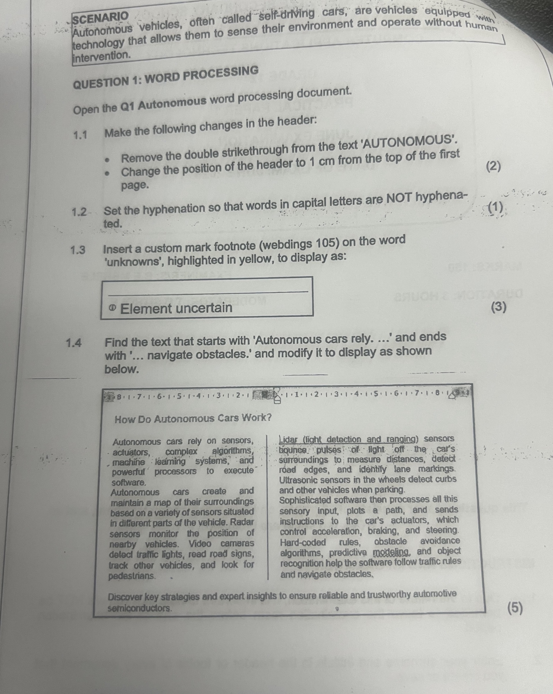 QUESTION 1: WORD PROCESSING Open the Q1 | StudyX