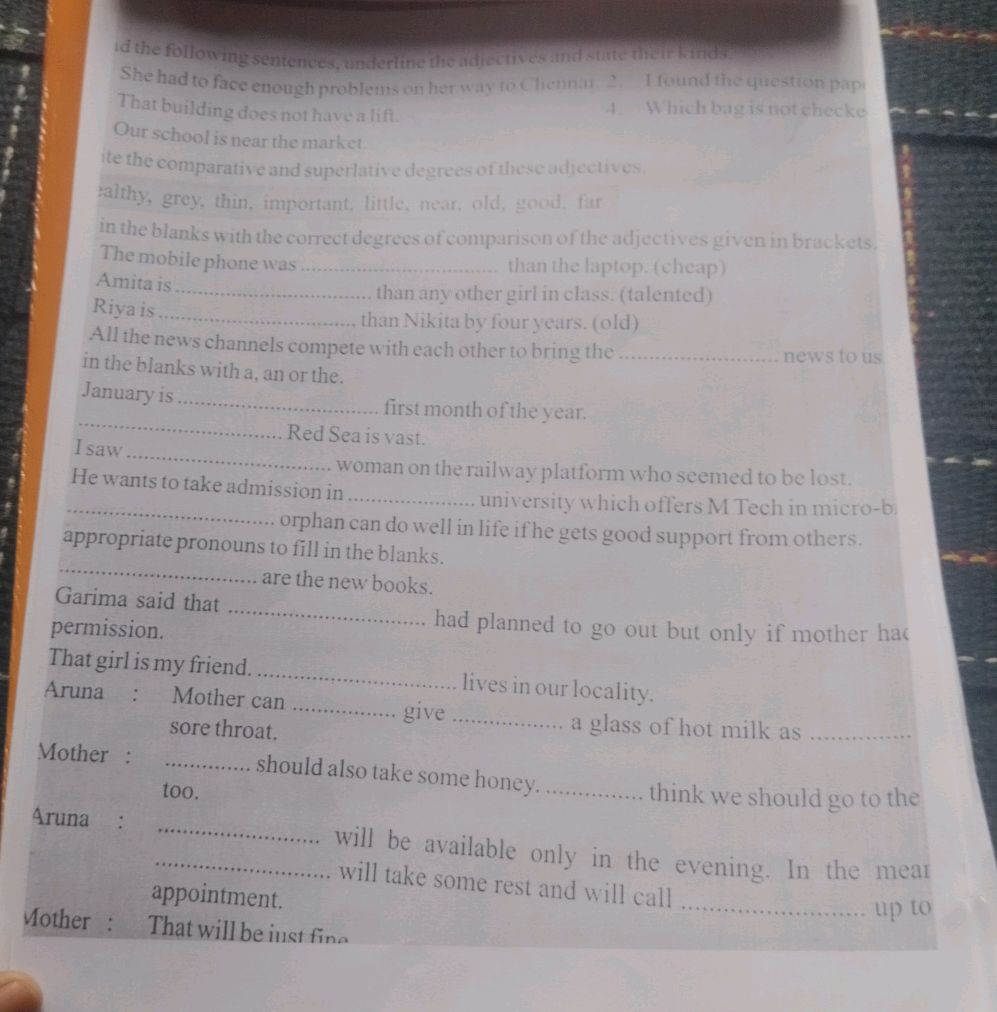 id the following sentences, underline the | StudyX