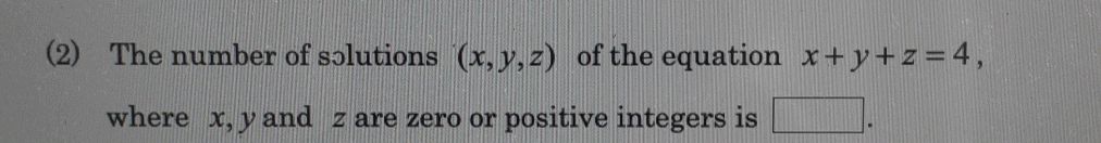 (2) The number of solutions (x, y, z) of the | StudyX