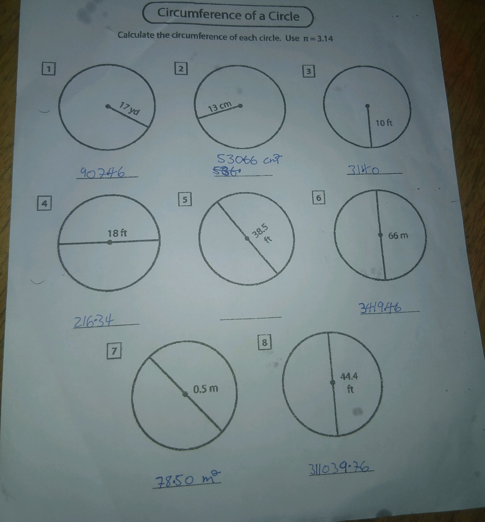 Calculate the circumference of each circle. | StudyX