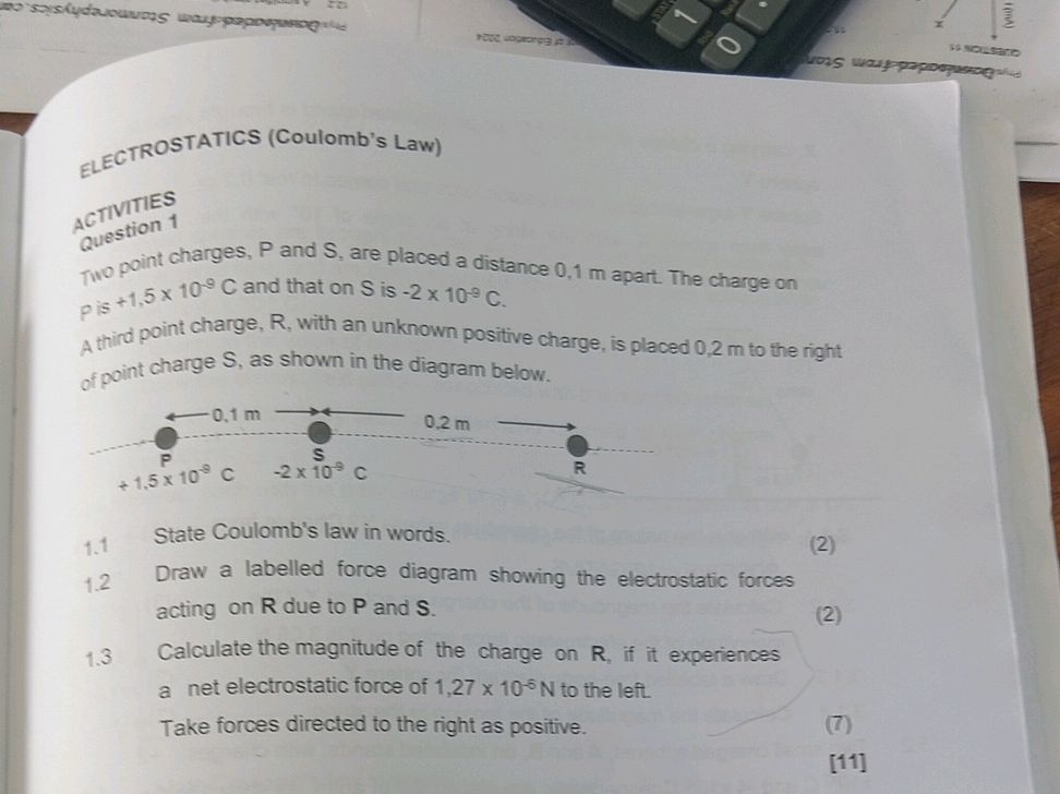 ELECTROSTATICS (Coulomb's Law) ACTIVITIES | StudyX