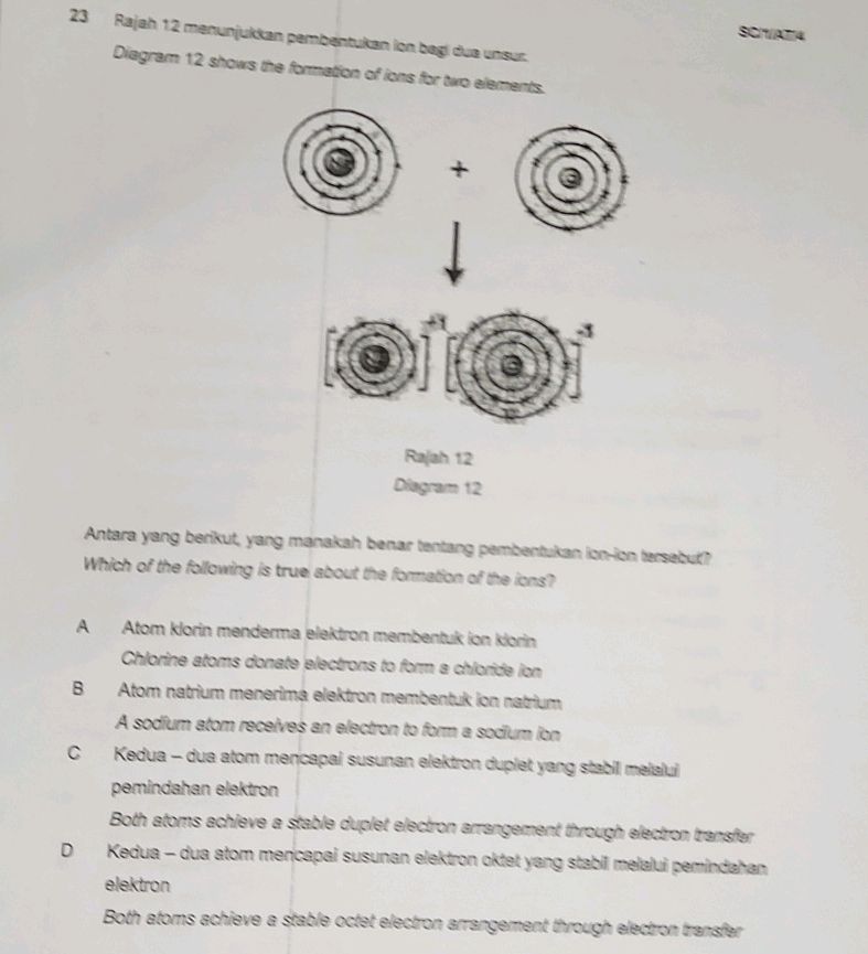 Rajah 12 menunjukkan pembentukan ion bagi | StudyX