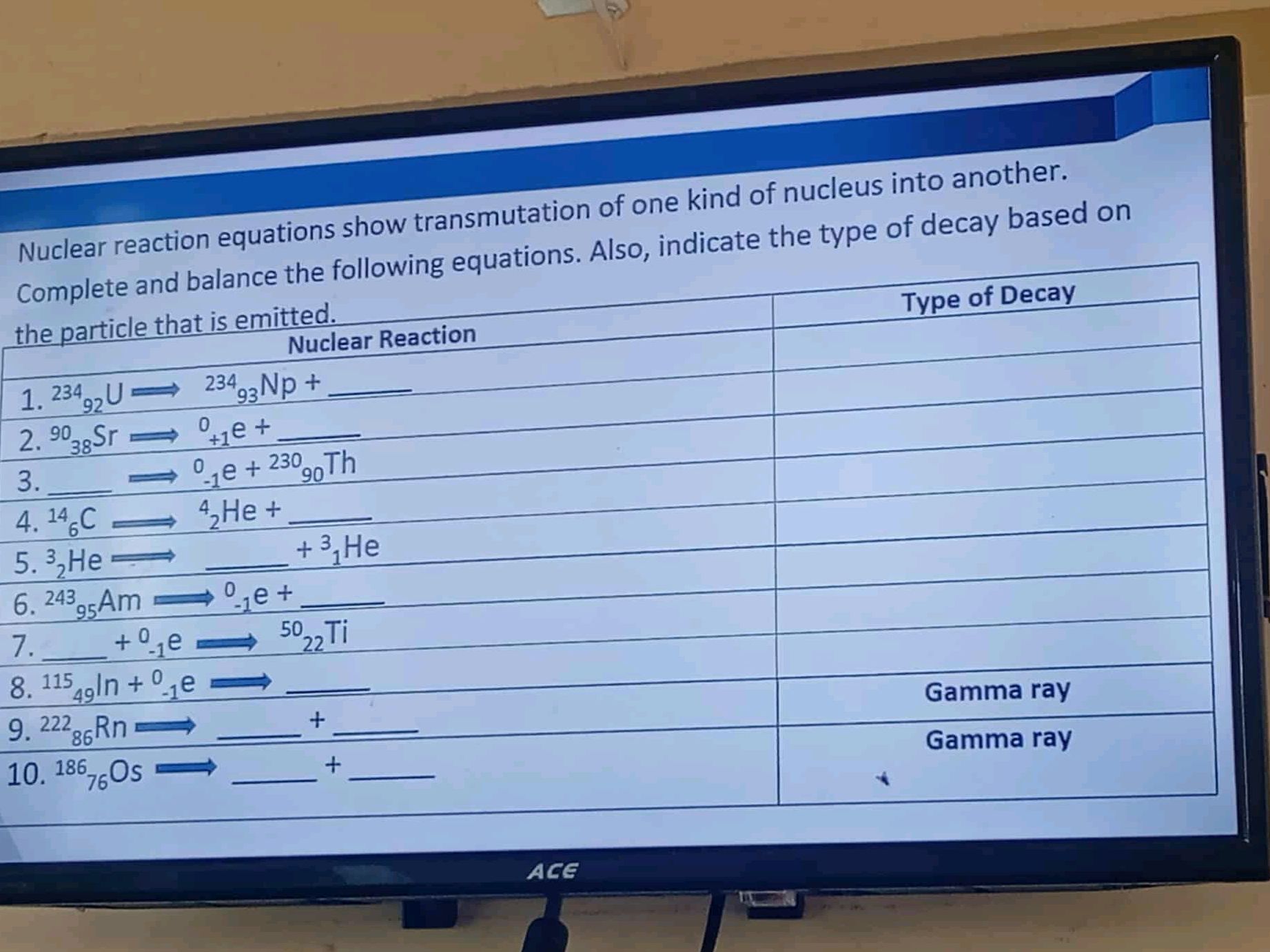 Nuclear reaction equations show | StudyX