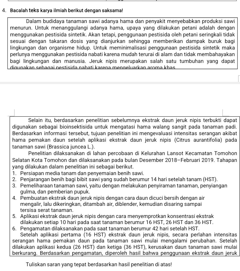 4. Bacalah teks karya ilmiah berikut dengan | StudyX