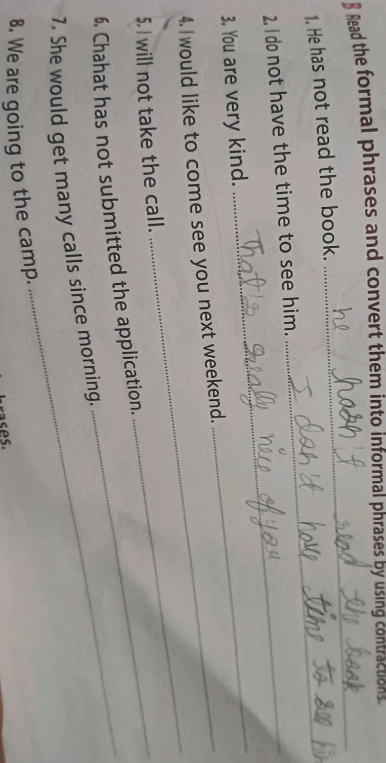 Read the formal phrases and convert them | StudyX