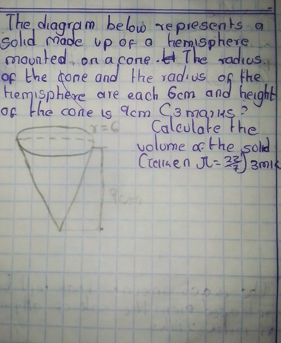 The diagram below represents a solid made up | StudyX