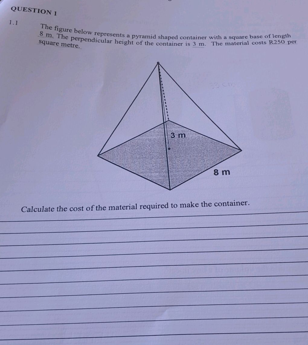 The figure below represents a pyramid shaped | StudyX