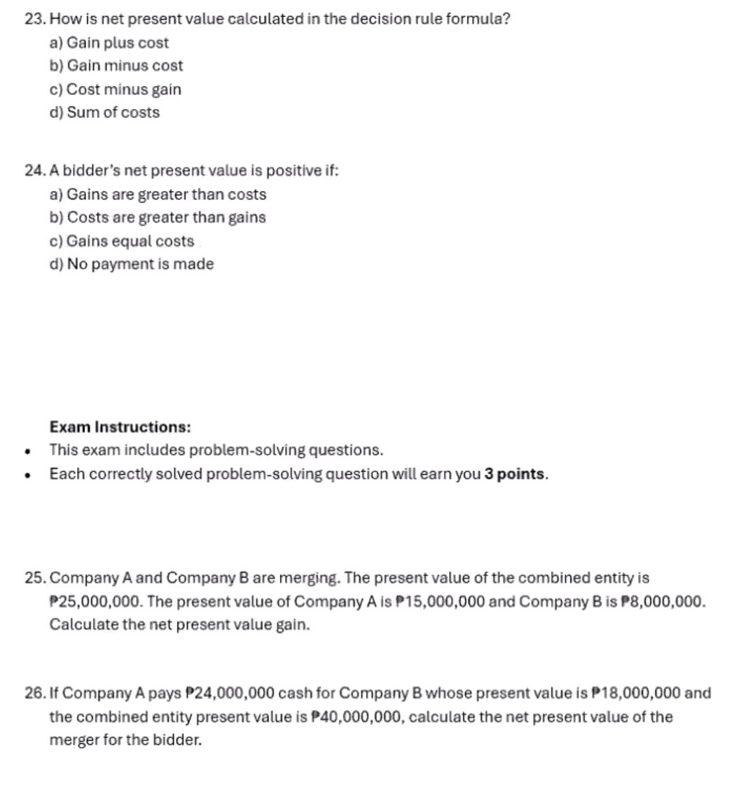 23. How is net present value calculated in | StudyX