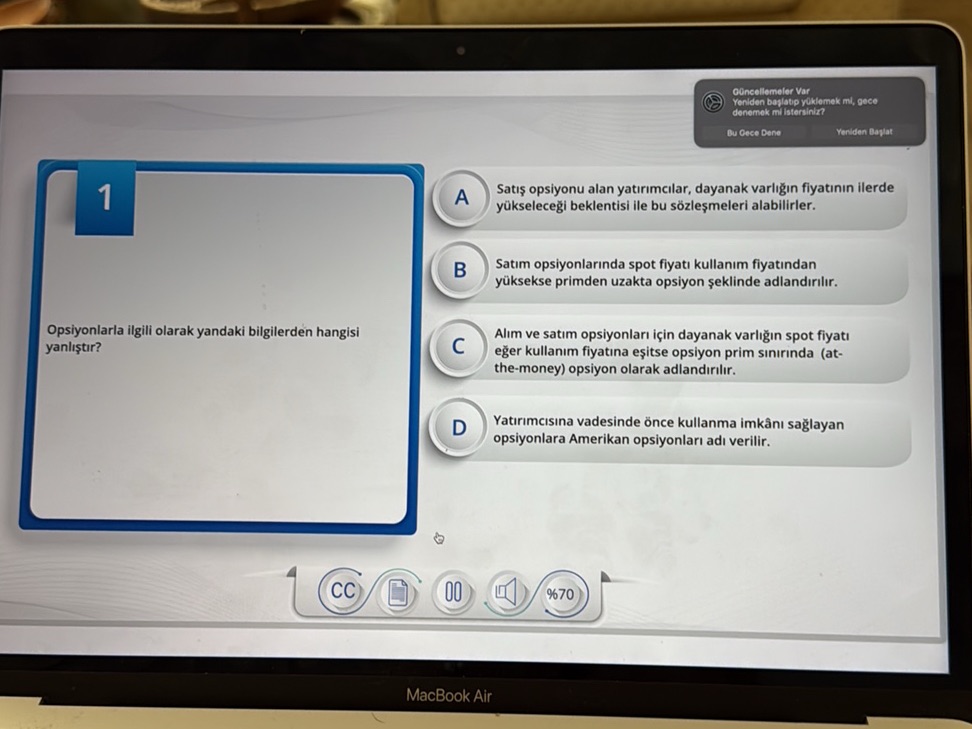 Opsiyonlarla ilgili olarak yandaki | StudyX