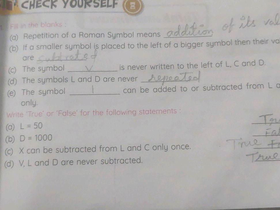 (a) Repetition of a Roman Symbol means | StudyX
